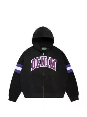 DENIM TEARS Stripe-detail Zip-up Hoodie - Black