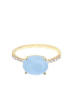 NANIS 18k Yellow Diamond And Aquamarine Ring - Gold