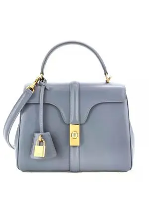 Celine 16 Top Handle Bag Smooth Calfskin Small Satchel - Blue