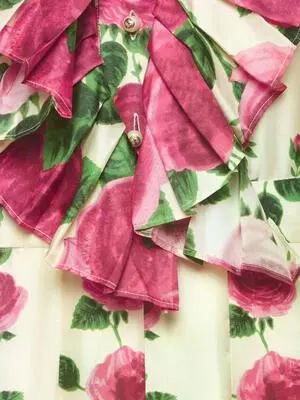 Gucci Rose Garden Ruffled Maxi Dress - Neutrals