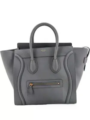 Celine Luggage Bag Grainy Leather Mini Tote Bag - Grey