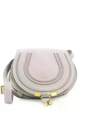 Chloé Marcie Leather Small Crossbody Bag - Grey