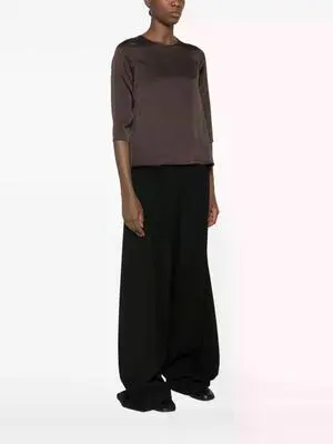 Imperial Satin-finish Keyhole-back Blouse