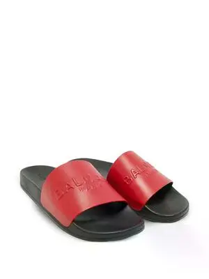 Balmain Logo-embossed Leather Sandals