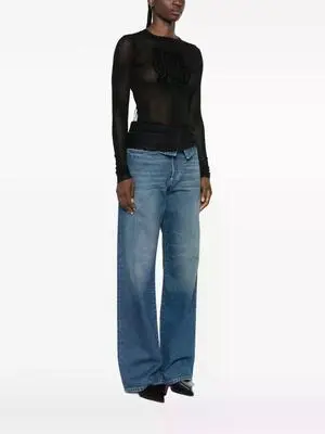 JEAN PAUL GAULTIER Flocked-logo Sheer Top
