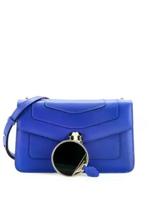 BVLGARI Serpenti Forever Shoulder Bag Leather Small Crossbody Bag - Blue