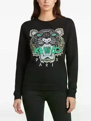 Kenzo Tiger Embroidered Cotton Sweatshirt