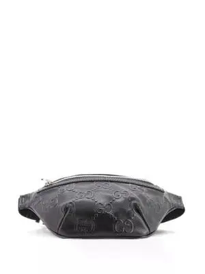 Gucci Gg Embossed Perforated Leather Small Belt Bag - Black