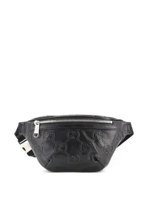 Gucci Gg Embossed Perforated Leather Belt Bag - Black