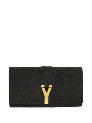 Saint Laurent Large Chyc Y-motif Clutch Bag - Black