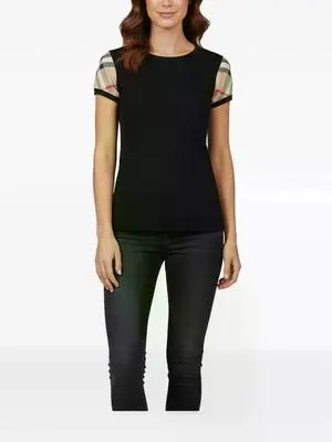 Burberry Check-panel T-shirt - Black