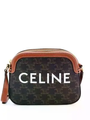 Celine Logo Camera Bag Triomphe Coated Canvas Small Crossbody Bag - Brown