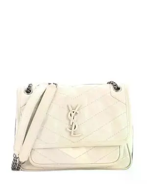 Saint Laurent Niki Chain Flap Bag Matelasse Chevron Leather Baby Shoulder Bag - Neutrals
