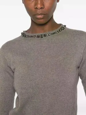 Fabiana Filippi Embellished Round Neck Fine Knit Sweater