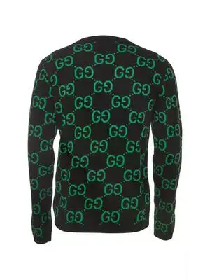 Gucci Gg Monogram Jacquard Wool Sweater - Black