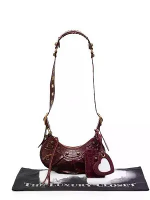 Balenciaga Le Cagole Croc-embossed Shoulder Bag - Red
