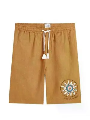 Scotch & Soda Embroidered Drawstring Shorts - Brown