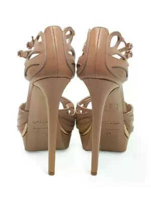 LE SILLA Laser-cut Leather Platform Stiletto Sandals
