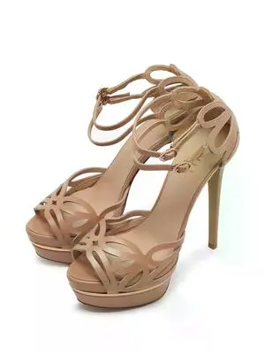 LE SILLA Laser-cut Leather Platform Stiletto Sandals
