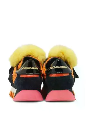 Dolce & Gabbana Patchwork Capri Touch-strap Shearling Trim Sneakers