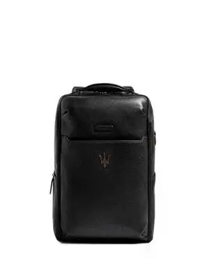 PIQUADRO X Maserati Logo-plaque Leather Backpack - Black