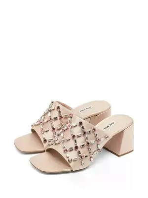 Miu Miu Embellished Slide Block-heel Sandals