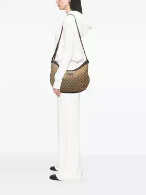 Gucci 2000-2015 Gg Canvas Web Half Moon Crossbody Bag