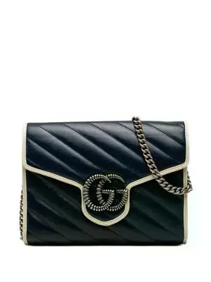 Gucci Matelassé Wallet On Chain Crossbody Bag - Blue