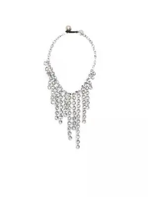 MARIA CALDERARA Crystal-embellished Fringed Necklace - Silver