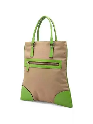 Prada 2000-2013 Cinghiale Trimmed Canvas Canapa Tote Bag