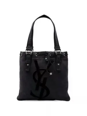 Saint Laurent 2004 Small Denim Monogram Kahala Tote Bag - Black