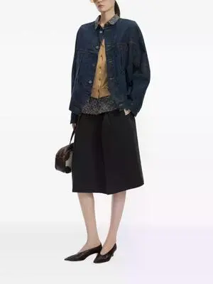 JNBY Oversized Collarless Denim Jacket - Blue
