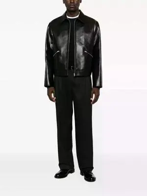 Calvin Klein Pleated Straight-leg Trousers - Black