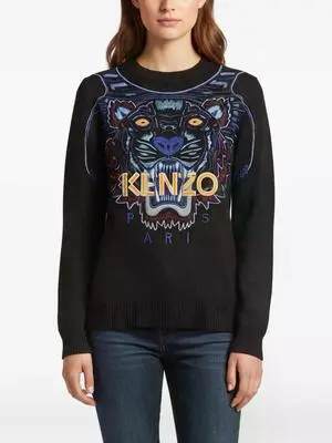 Kenzo Tiger Embroidered Crew Neck Sweater - Black