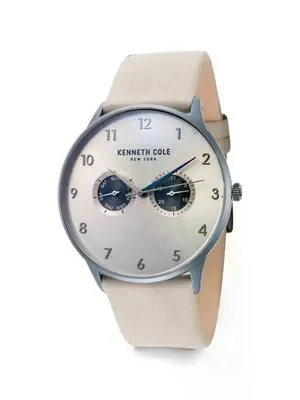 KENNETH COLE Letaher 42mm Watch - Neutrals