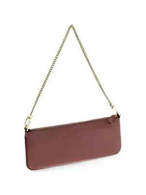 Pinko Horizontal Flat Leather Shoulder Bag - Red