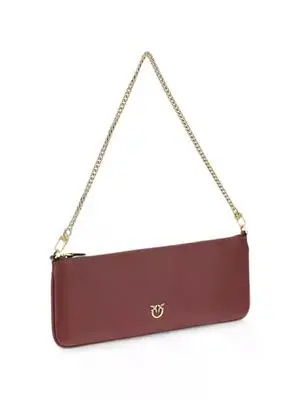 Pinko Horizontal Flat Leather Shoulder Bag
