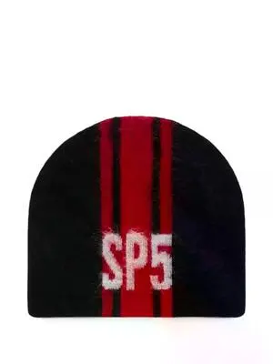 SP5DER Rally Striped Beanie Hat - Black