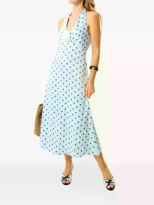 Sleeper Jardin Polka-dot V-neck Midi Dress