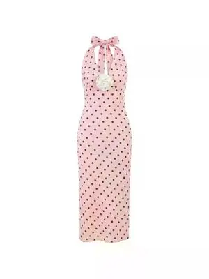 Sleeper Jardin Polka-dot Halterneck Midi Dress