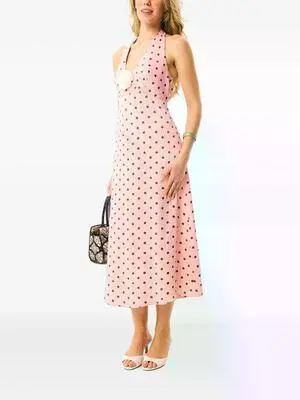 Sleeper Jardin Polka-dot Halterneck Midi Dress