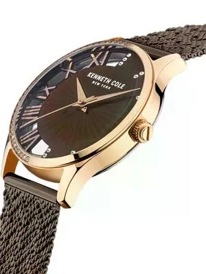 KENNETH COLE Crystal-embellished 36mm Watch - Brown
