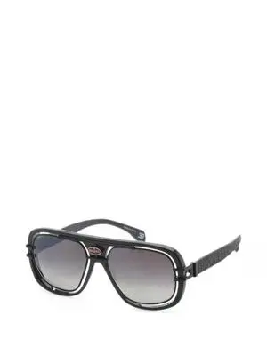 BUGATTI Logo-plaque Pilot-frame Sunglasses - Black