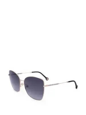 Carolina Herrera Glitter-detail Geometric-frame Sunglasses - Gold