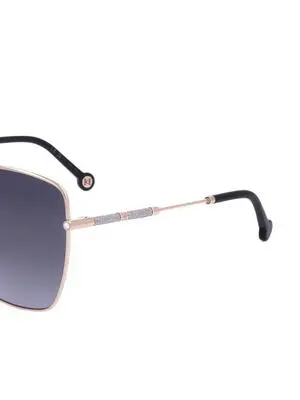 Carolina Herrera Geometric Frame Sunglasses With Glitter Detail - Gold