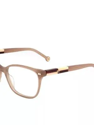 Carolina Herrera Square Frame Glasses With Logo Detail - Neutrals