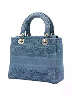 Dior Embroidered Canvas Cannage Lady D Lite Satchel