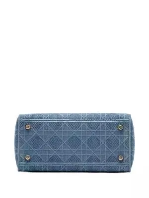 Dior Embroidered Canvas Cannage Lady D Lite Satchel