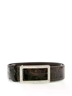Dolce & Gabbana 2000s Logo-engraved Belt - Brown