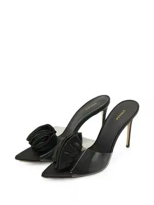 LE SILLA Satin Rose Appliqué Stiletto Sandals